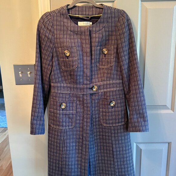 Boden | Jackets & Coats | Boden Navy Plaid Cotton Dress Jacket Womens 6 ...